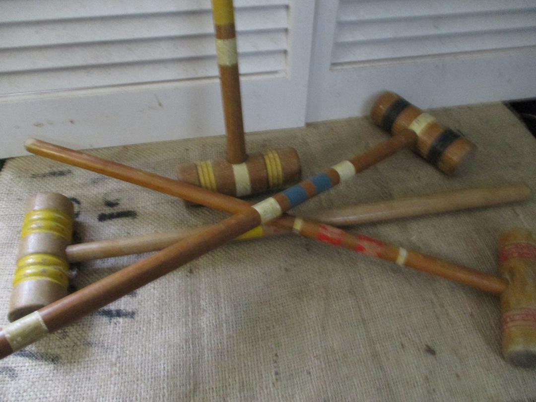 Wood Croquet Mallets, Wooden Croquet, 4 Unique Mallets, Summer Window ...
