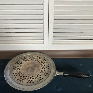 Silver Plated Serving Pan With Silver Circle Liner, Black Wood Handle ...