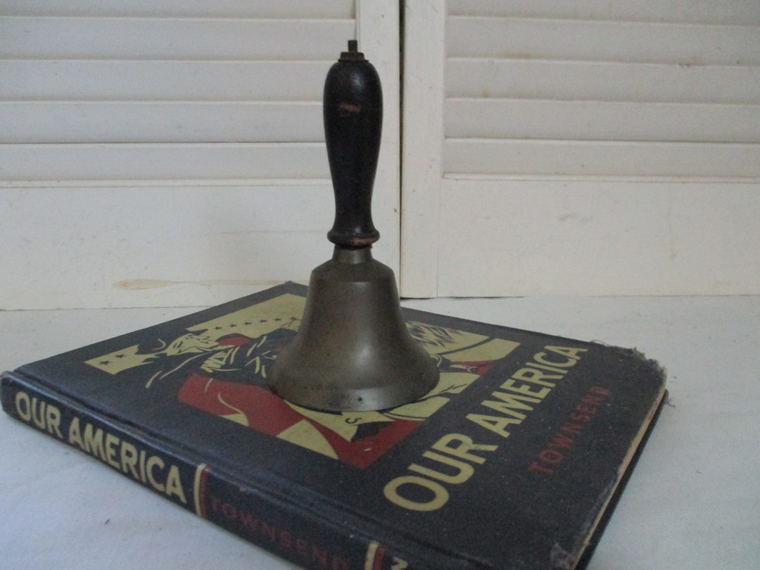 The Old Brass School Bell, Brass With Black Wood Handle, Good Strong ...