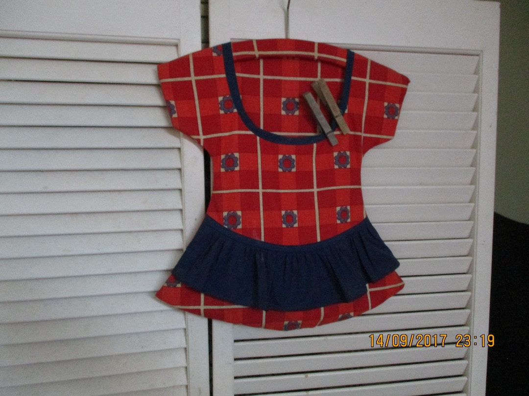 Adorable Little Clothes Pin Holder Dress and Clothes Pins, Red White ...