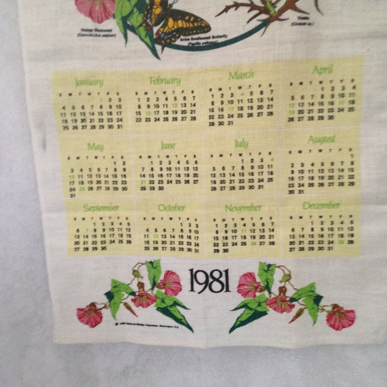 1981 Linen Calendar National Wildlife Federation Beauty of a - Etsy