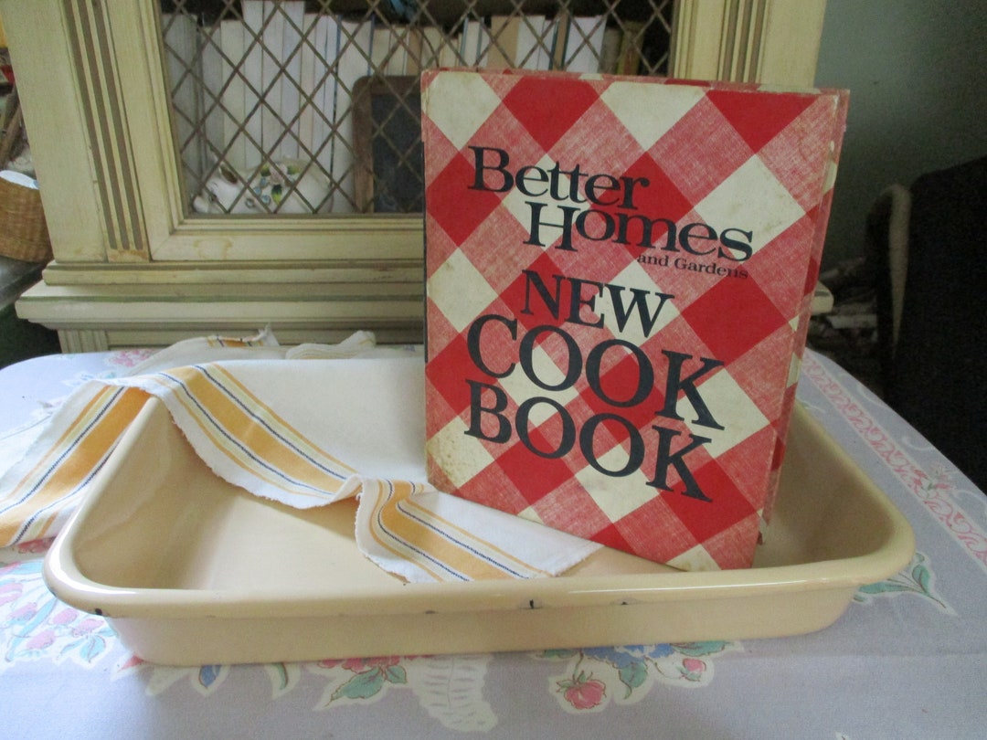 Vintage Enamel Roasting Pan Beige Cream Rectangular Large Enamelware ...