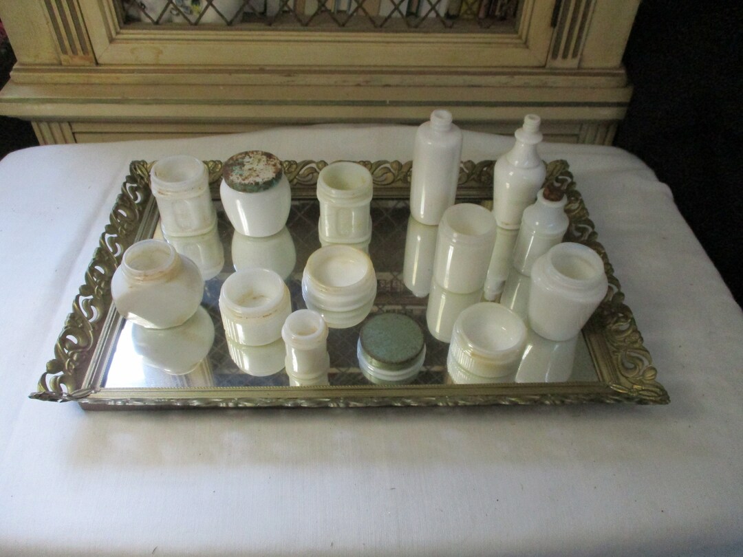 14 Milk Glass Collection, Cold Cream Jars, Pond's Jars, Avon Bottle ...