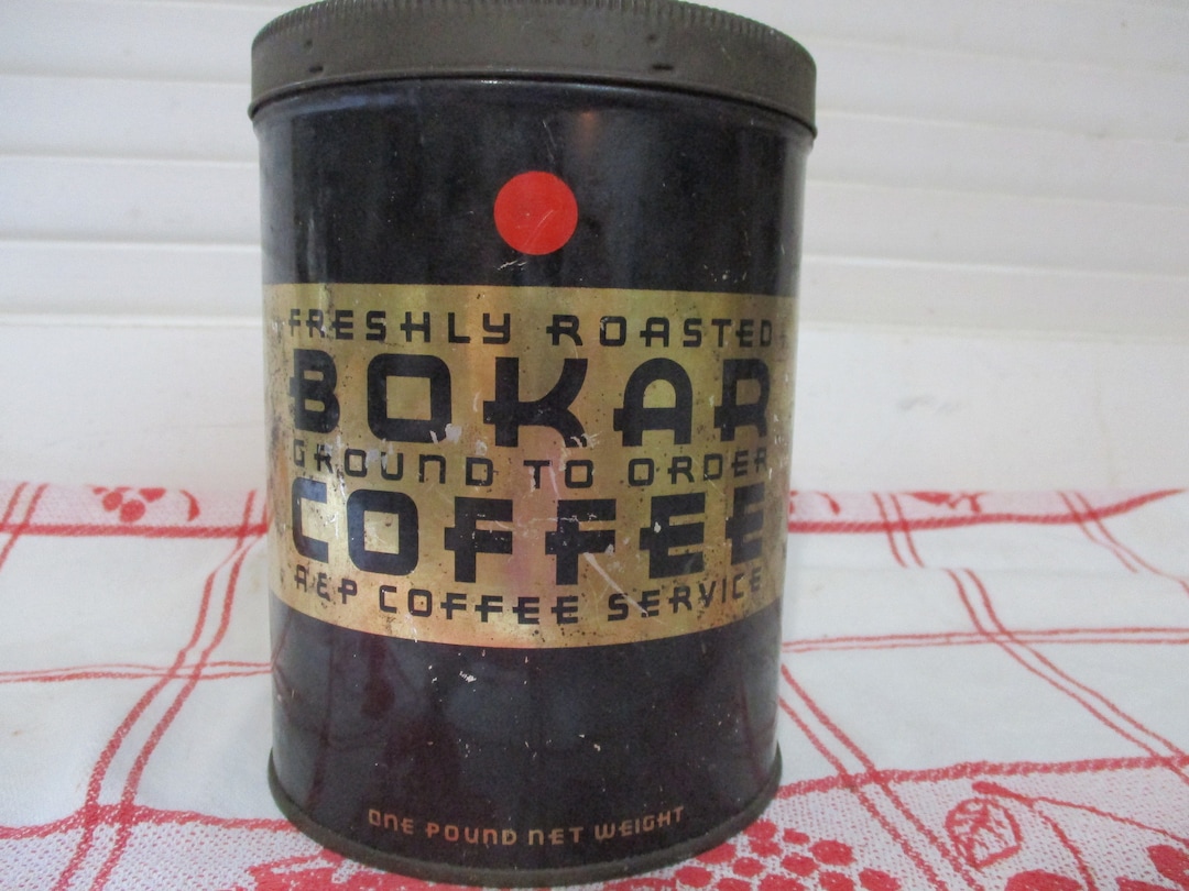 Bokar Coffee Can, Vintage Coffee Can With Turn and Lift to Open Top ...