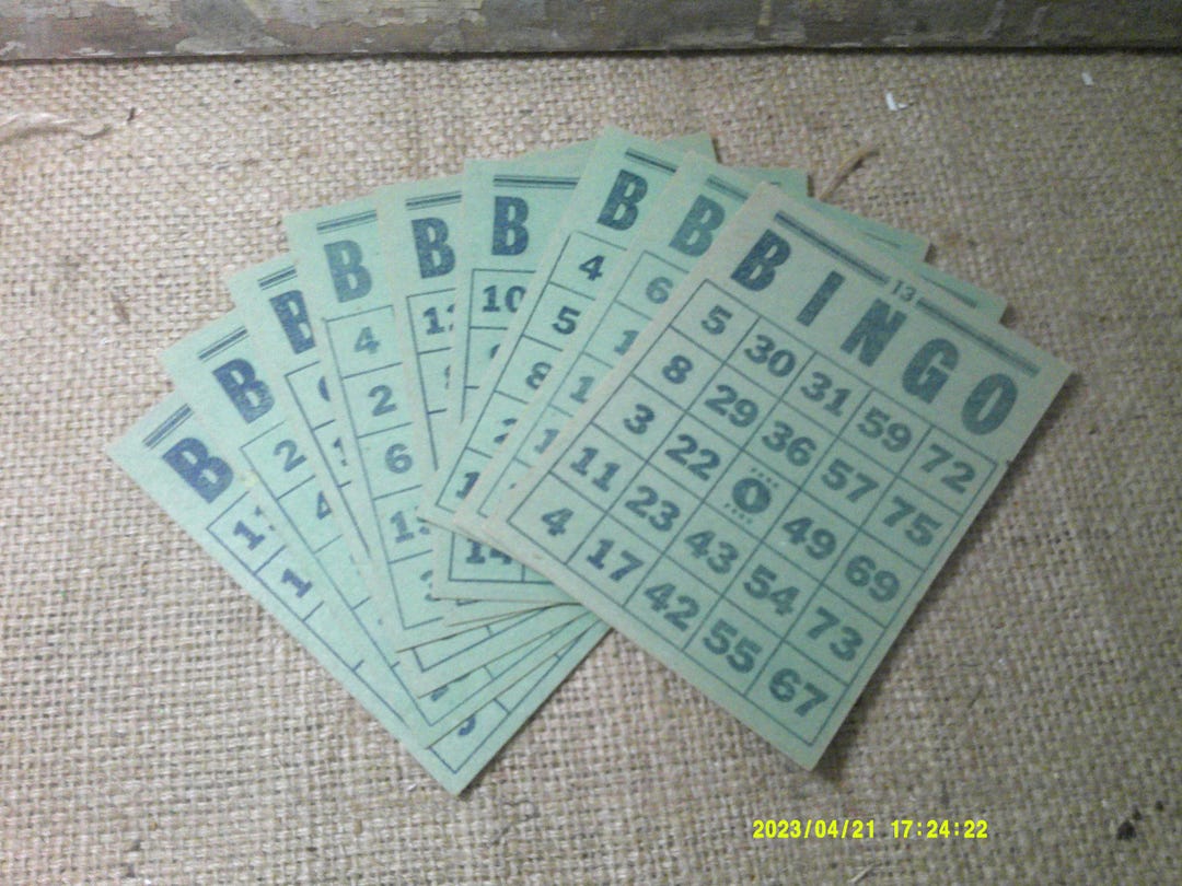 10 Bingo Cards. Green Cardboard. - Etsy