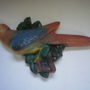 Vintage Miller Studio Chalkware Parrot Wall Hanging Blue Yellow Orange ...