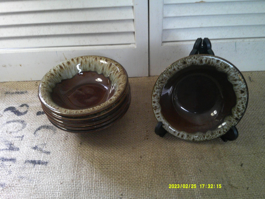 Brown Ceramic Stoneware Brown Drip Soup Bowls.the Bowls Measure 6 3/4 ...