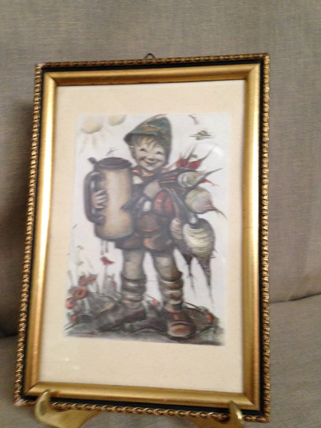 Framed Hummel Print Signed Hummel, Bumble Bee, Boy With Garden Raddish ...