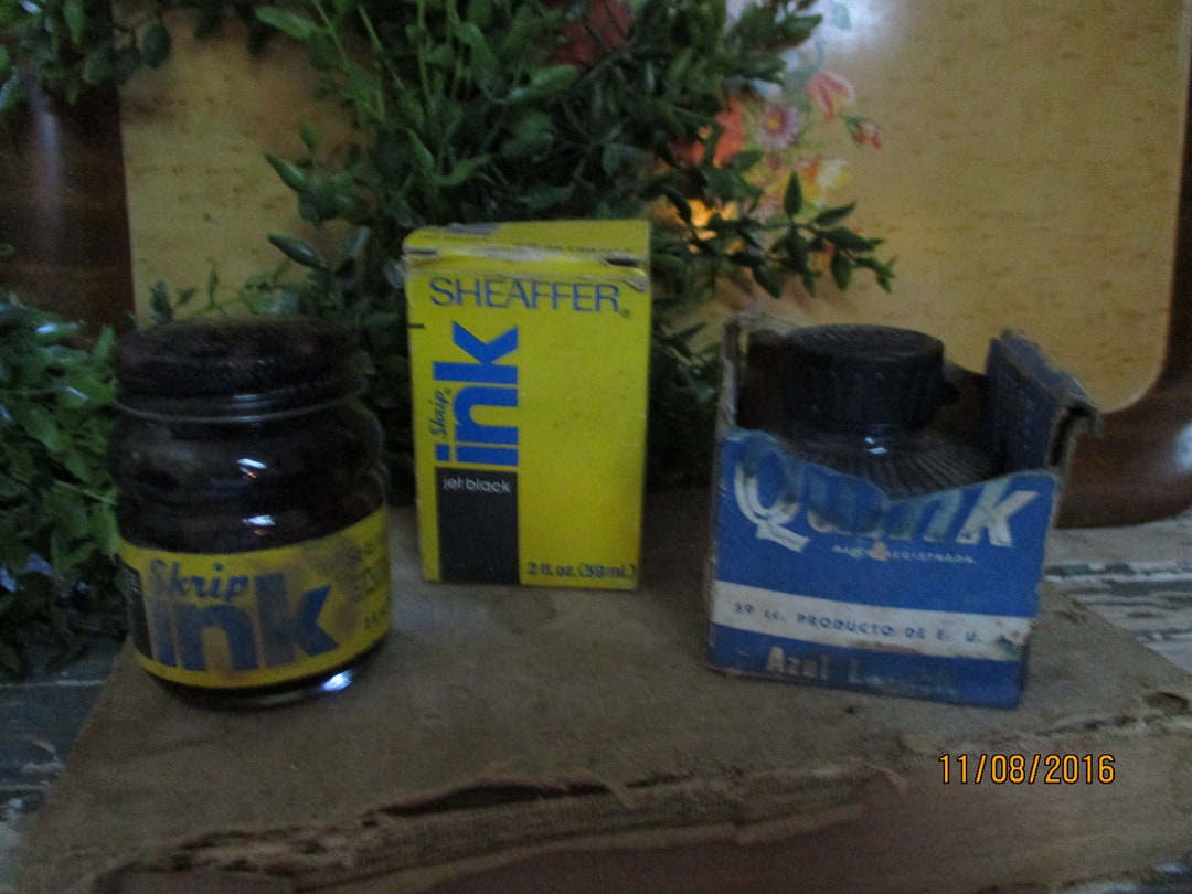 Vintage Ink Bottles, Skrip Ink Bottle and Original Box; Ink Still in ...