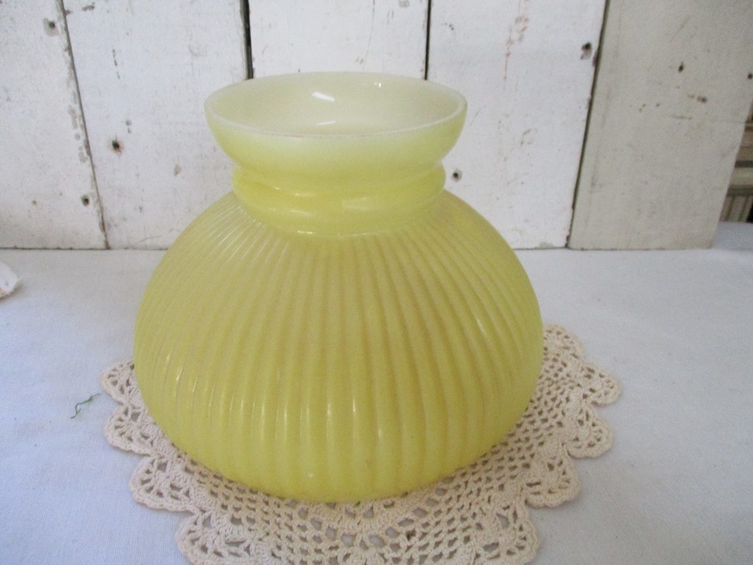 Yellow Glass Lamp Shade, Wall Sconce, Ribbed Shade, Retrochandelier ...