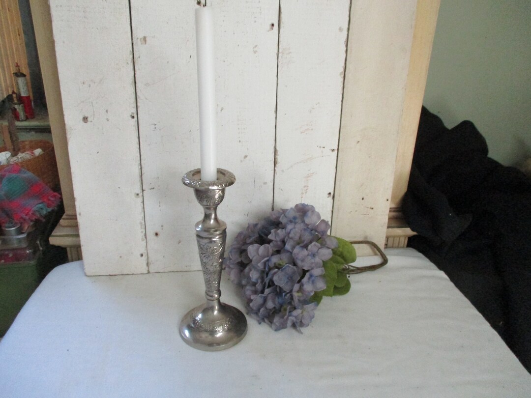 Oh so Elegant Silver Candlestick, Stands 10" Tall, Beautiful Flower ...