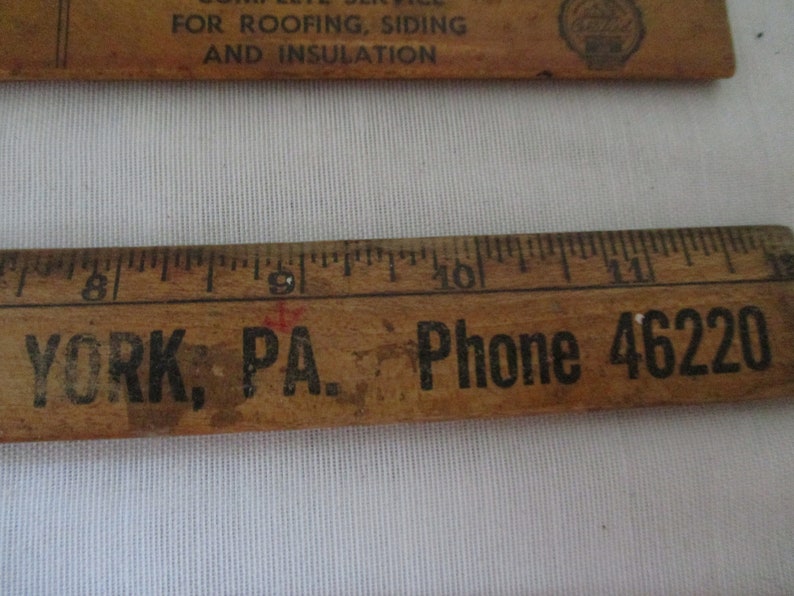 Vintage 12" Rulers, 2 Wooden Rulers Have Advertising on Both Sides and ...