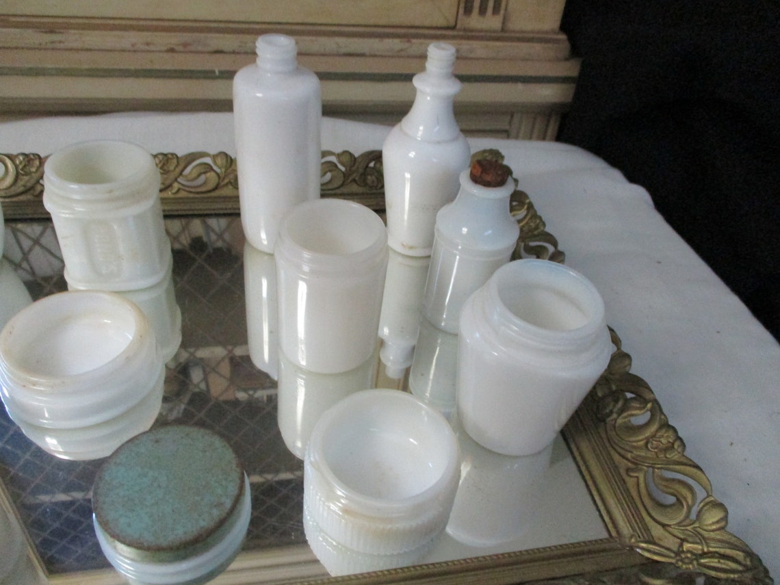 14 Milk Glass Collection, Cold Cream Jars, Pond's Jars, Avon Bottle ...