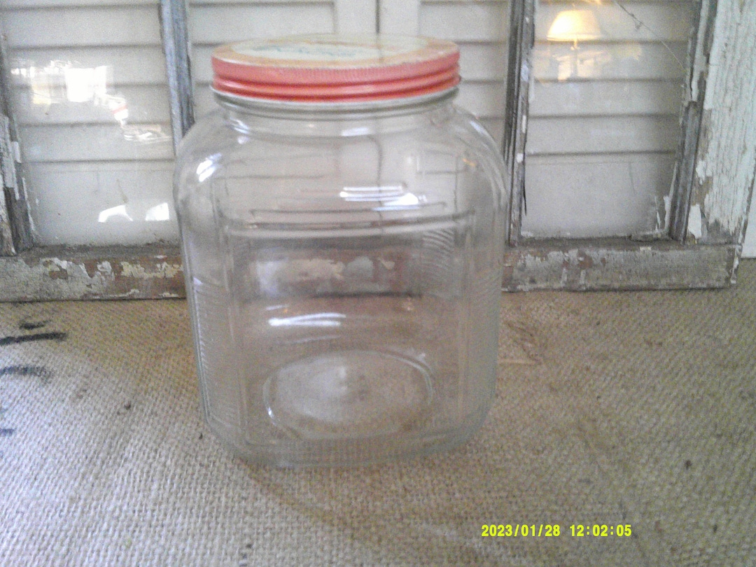 Large Hoosier Jar, Gallon Jar, Ribbed Corners, Beautiful Glass Jar ...