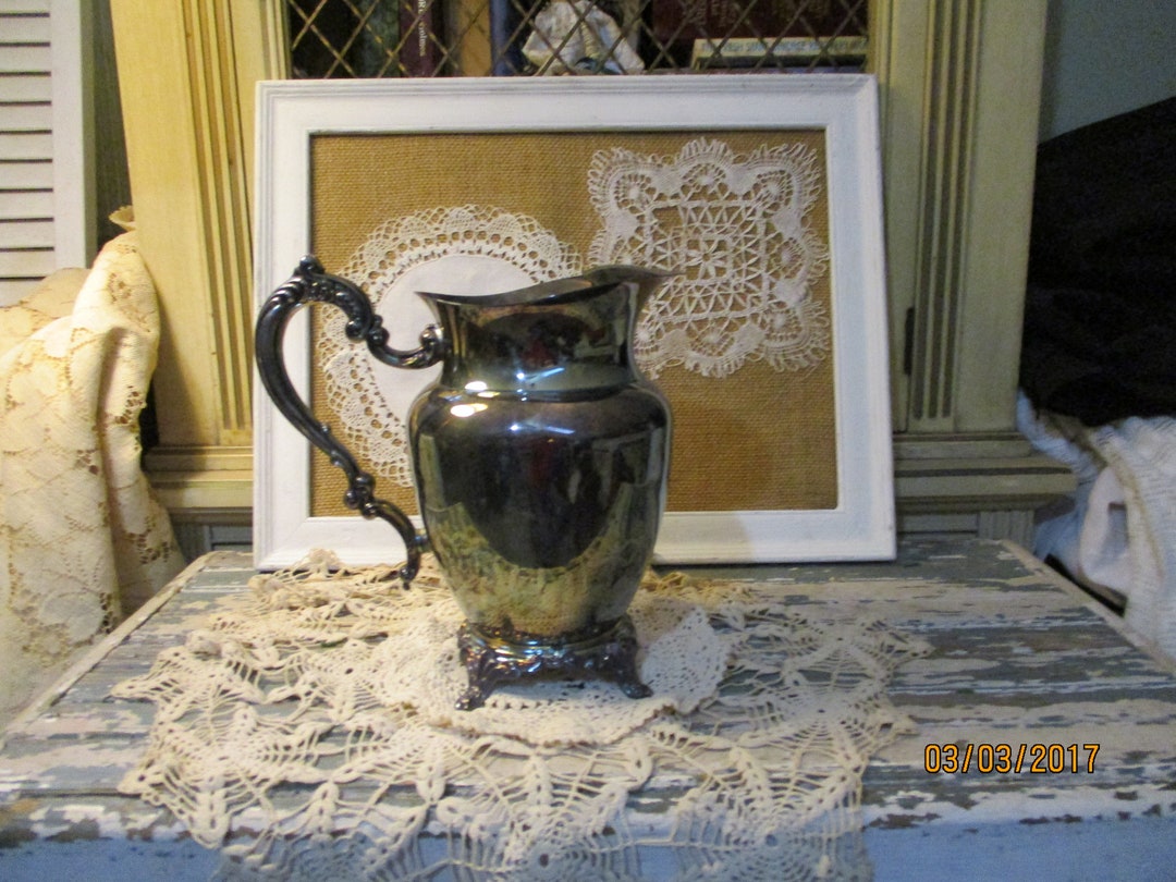 Vintage Oneida Footed Floral Pitcher, Oneida Silverplate Pitcher ...