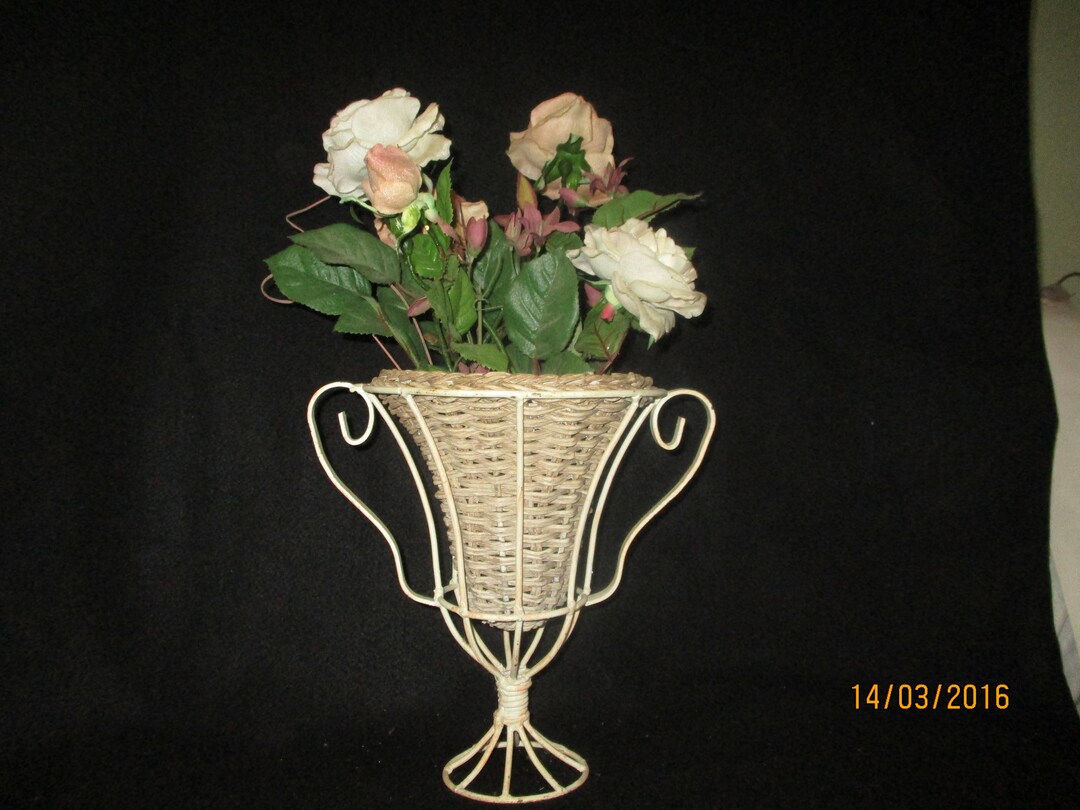 French Style Vintage Wire Urn Planter, Open Wire Floral Arrangement Urn ...
