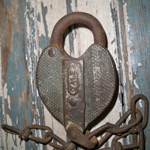 Large Brass Yale Railroad Lock With Chain, No Key. Great Collectable ...