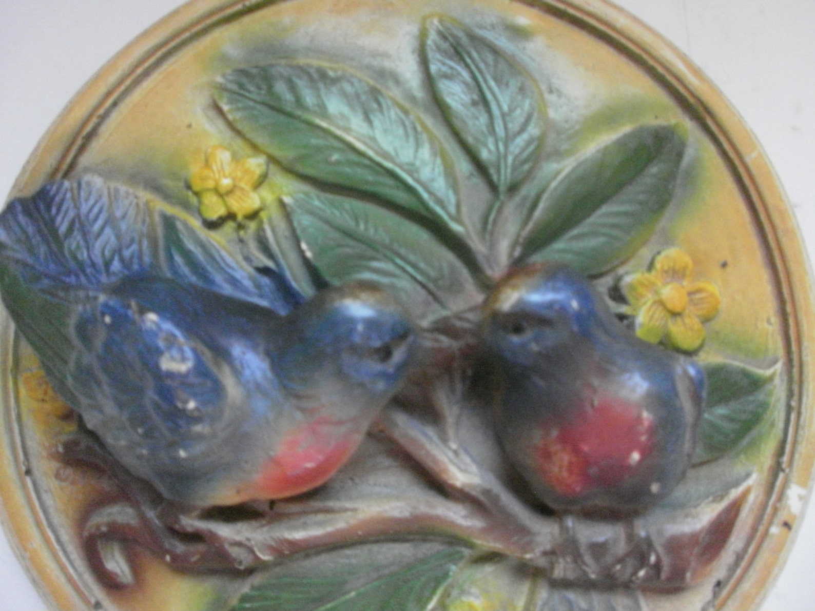 Chalkware Love Birds Wall Hanging Round Wall Hanging Blue | Etsy