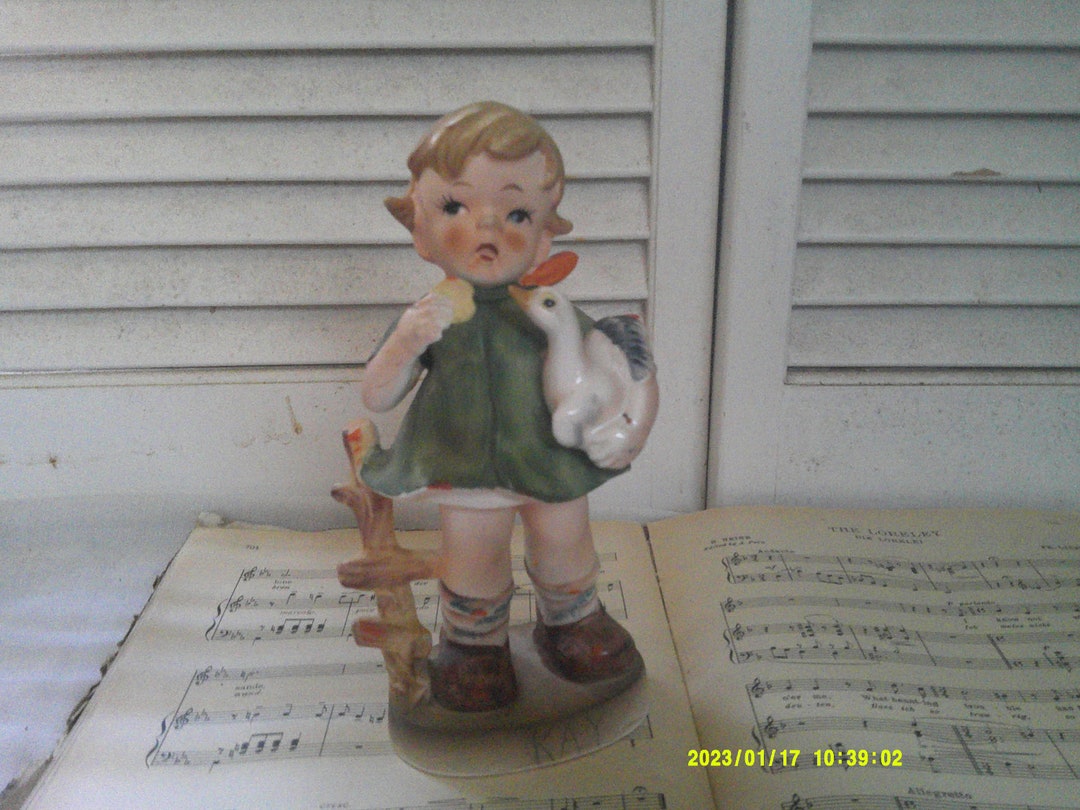 Ceramic Little Girl, Named "kay". 8 Inches Tall. Kay is Holding a ...