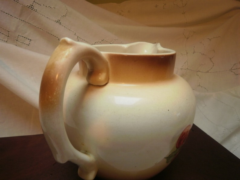 Vintage Smith Phillips Semi Porcelain Pitcher Cherries Decals on Both ...