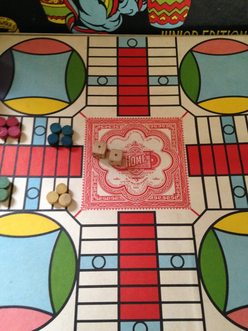 Vintage Parcheesi Game Board Junior Edition A Royal Game of India ...
