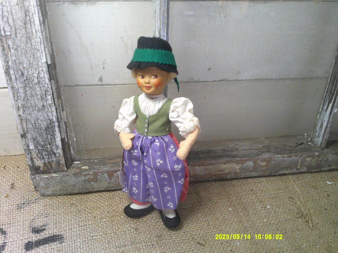 Vintage Baitz Doll, Made in Austria, Hand Painted Face. Mohair Wig With ...