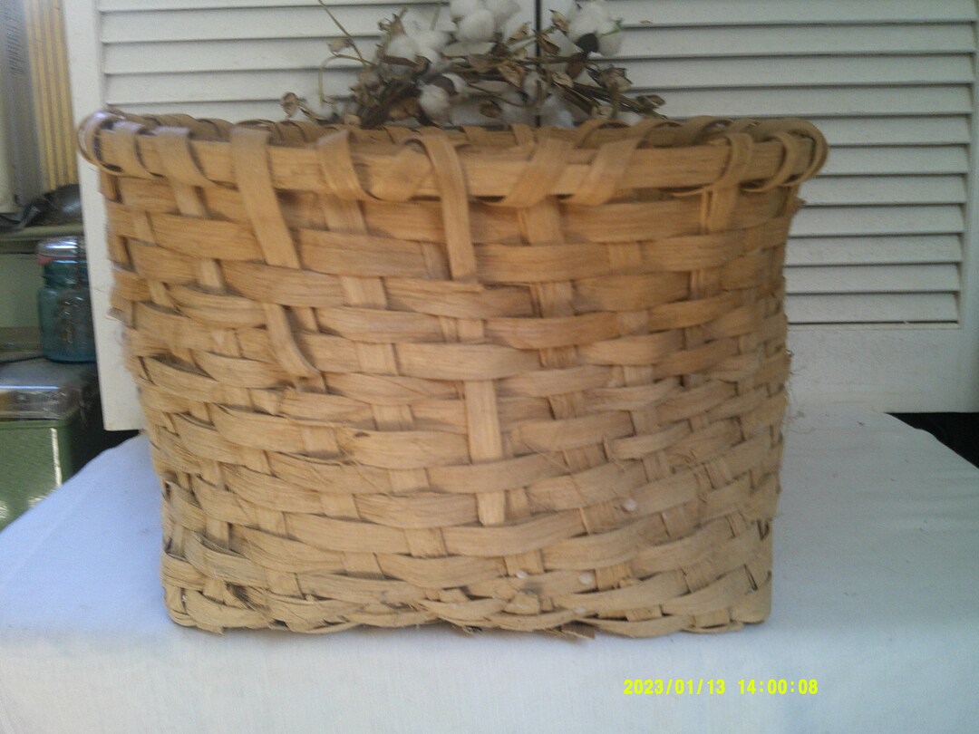 Beautiful Handmade Large Split Cane Basket, Vintage Cane Basket ...