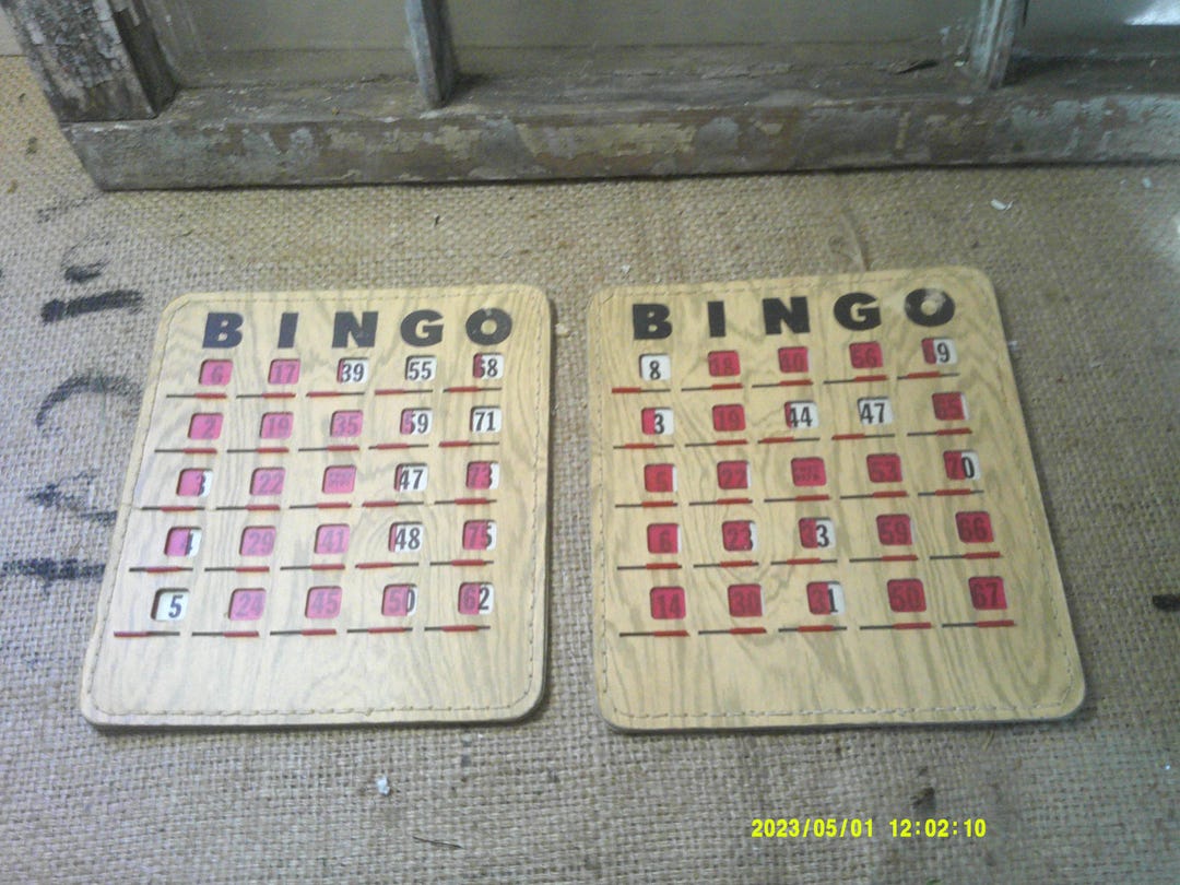 Set of 2 Vintage Bingo Cards, Excellent Condition, Machine Stitched ...