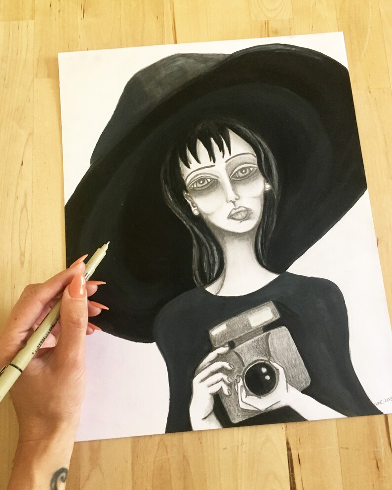 Lydia Deetz Original Drawing Mixed Media on Paper - Etsy