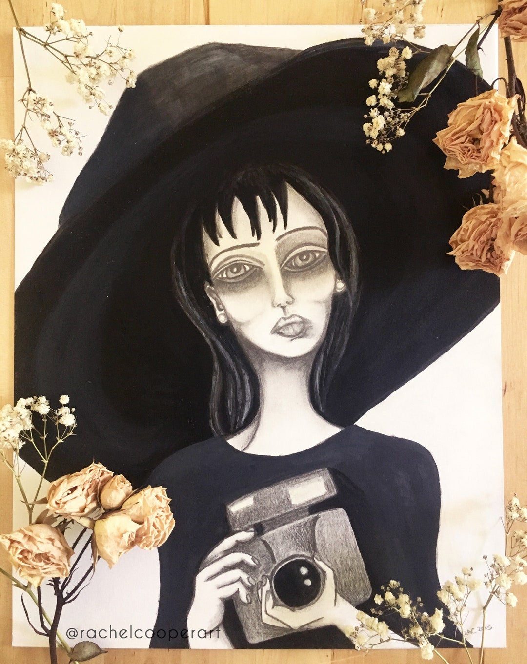 Lydia Deetz - Original Drawing | Mixed Media on Paper, Graphite Drawing ...