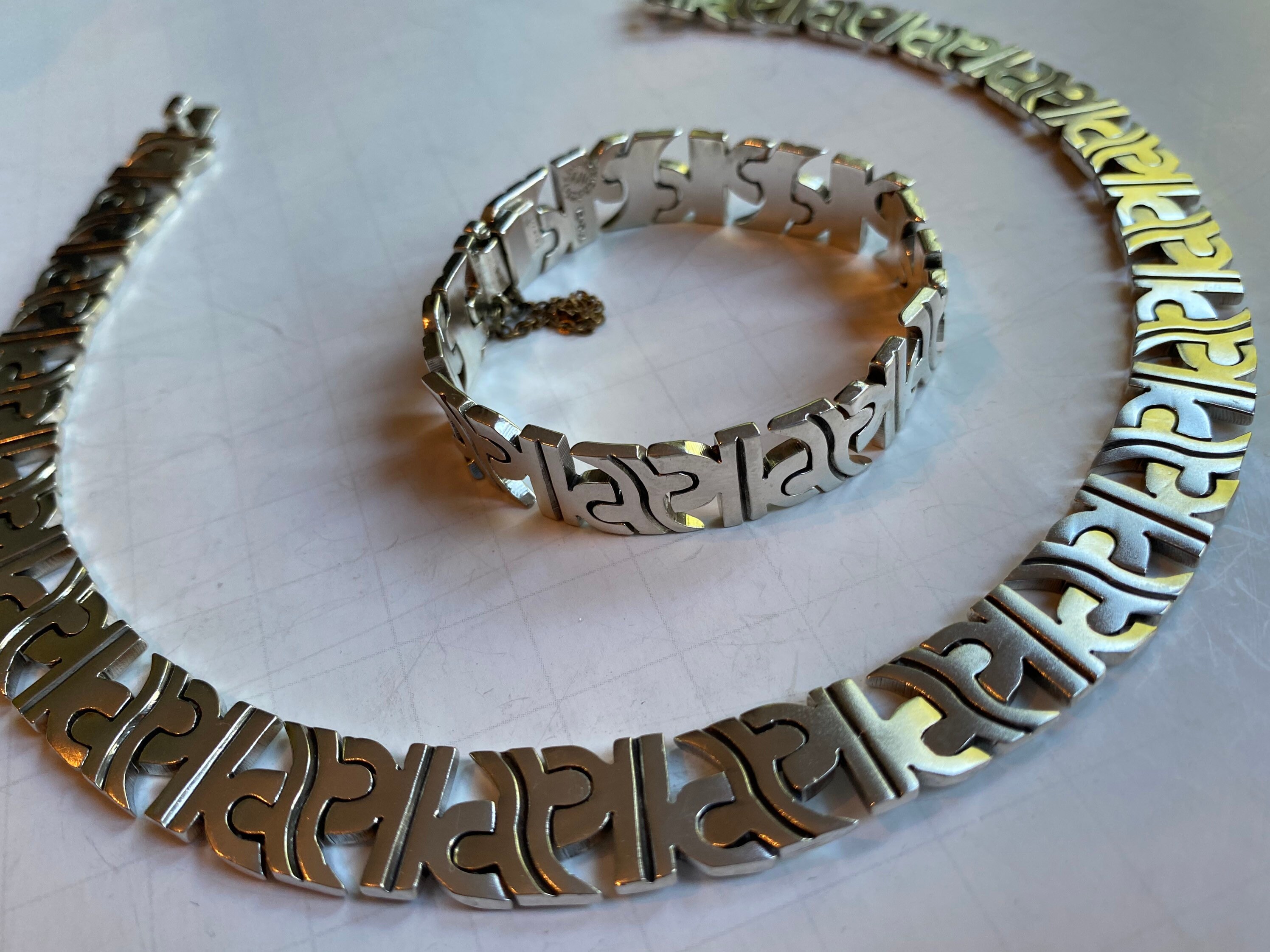 Beautiful MCM Set Taxco Mexico Sterling Silver 925 Mod Geometric Design ...