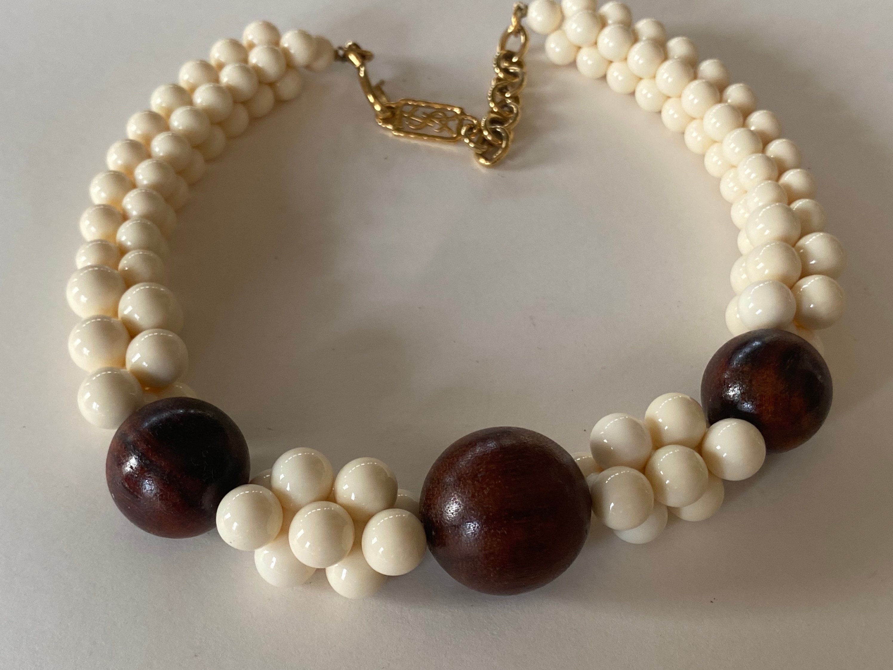 Fabulous Designer YSL Yves Saint Laurent Chunky Lucite Wooden Bead ...