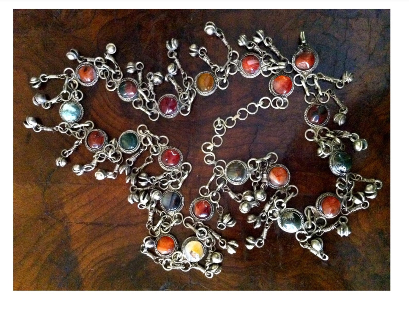 INCREDIBLE Custom Hand Made Silver Tone and Semi Precious Stone Hip ...