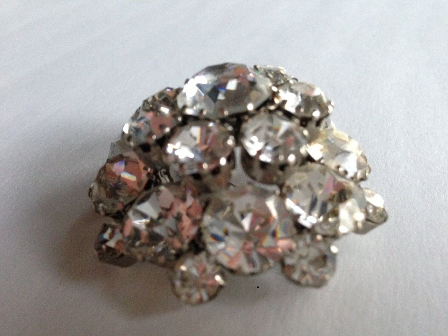 Lovely Vintage Clear Rhinestone Brooch Pin Signed Triad