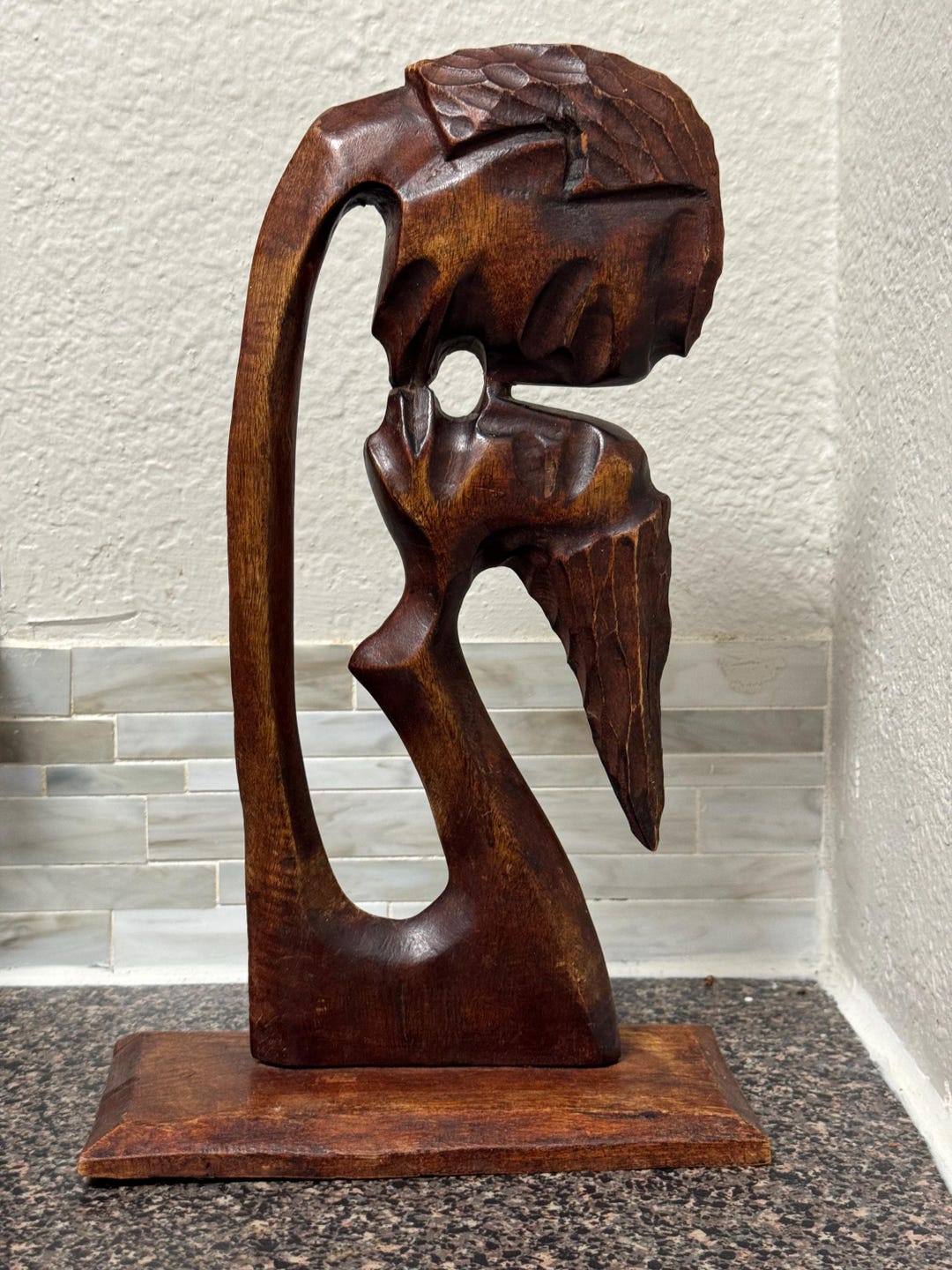 Vintage Hand Carved Wood Kissing Couple Sculpture - Etsy