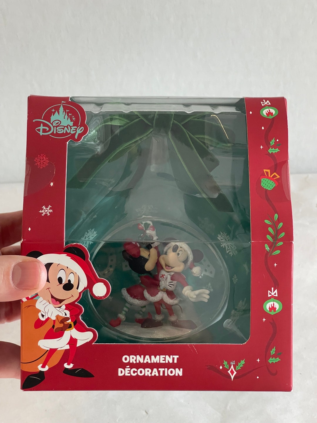 Disney Store Glass Drop Ornament - Minnie and Mickey Under Mistletoe - Etsy