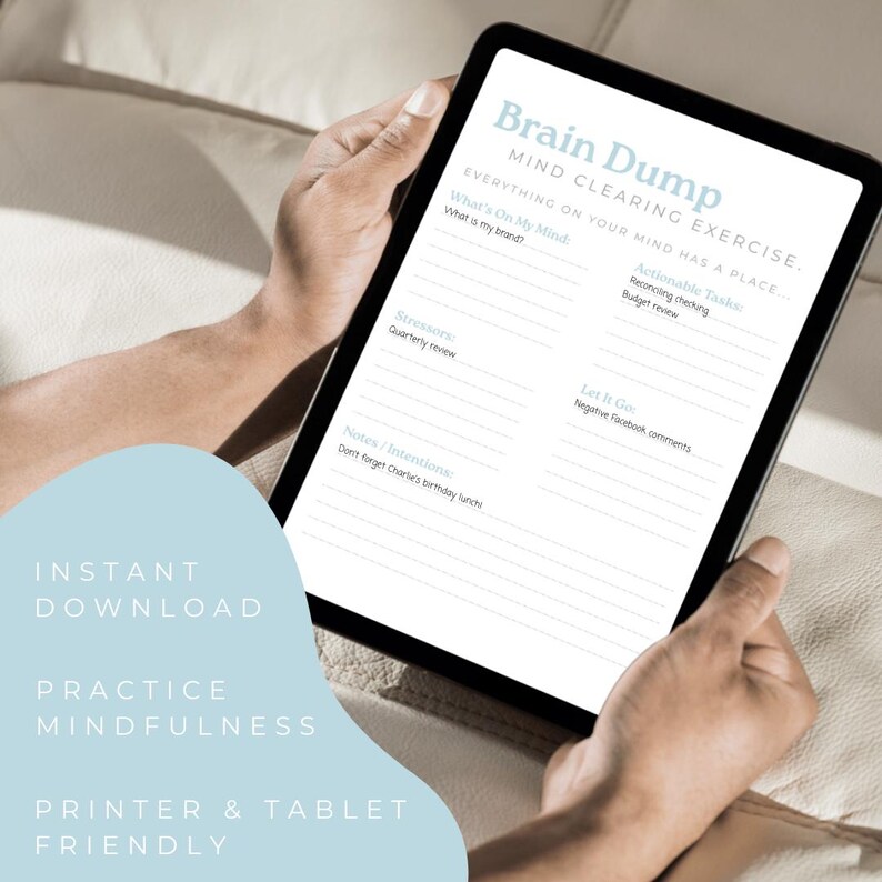 Brain Dump Worksheet – Printable, Goodnotes & Remarkable 2 Versions ...