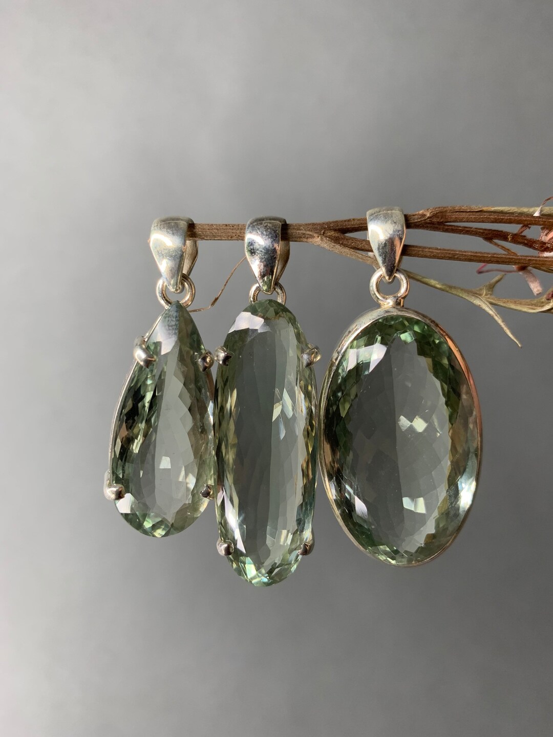 Fancy Cut Prasiolite Pendant, Green Amethyst Pendant, Prasiolite ...