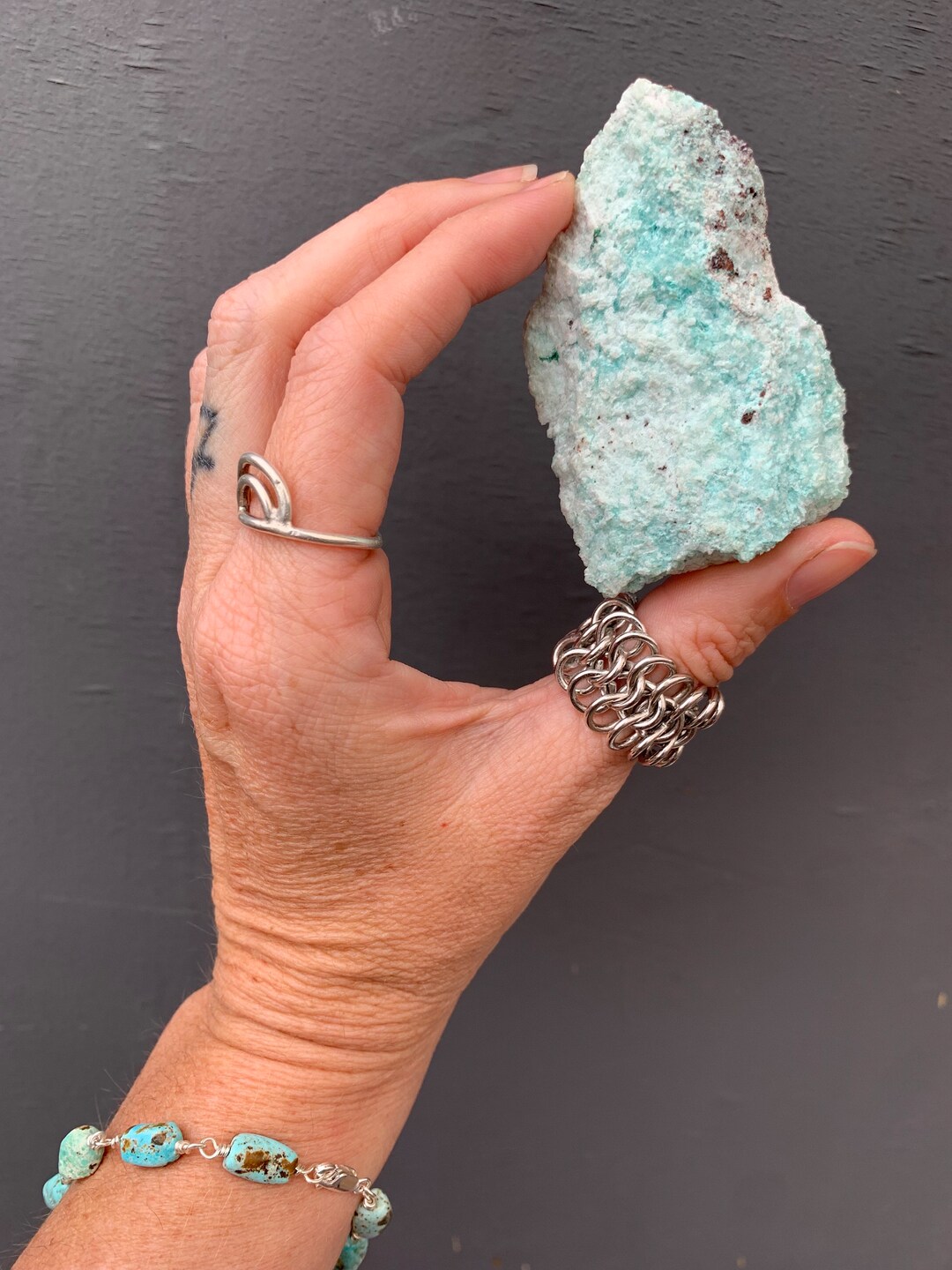 Turquoise Aurichalcite With Calcite Crystals, Ojuela Mine, Mapimi ...