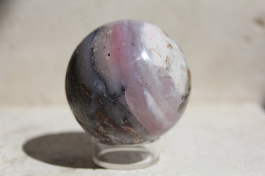 Small Peruvian Pink Opal Sphere - Natural Pink Opal Polished, Pinkish ...