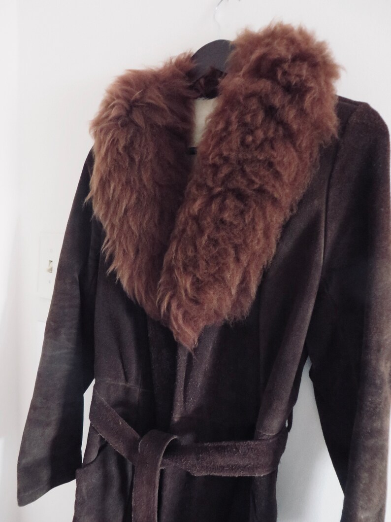 70s Vintage Shearling Coat Boho Fur Maxi Coat Shaggy Warm Coat Winter ...