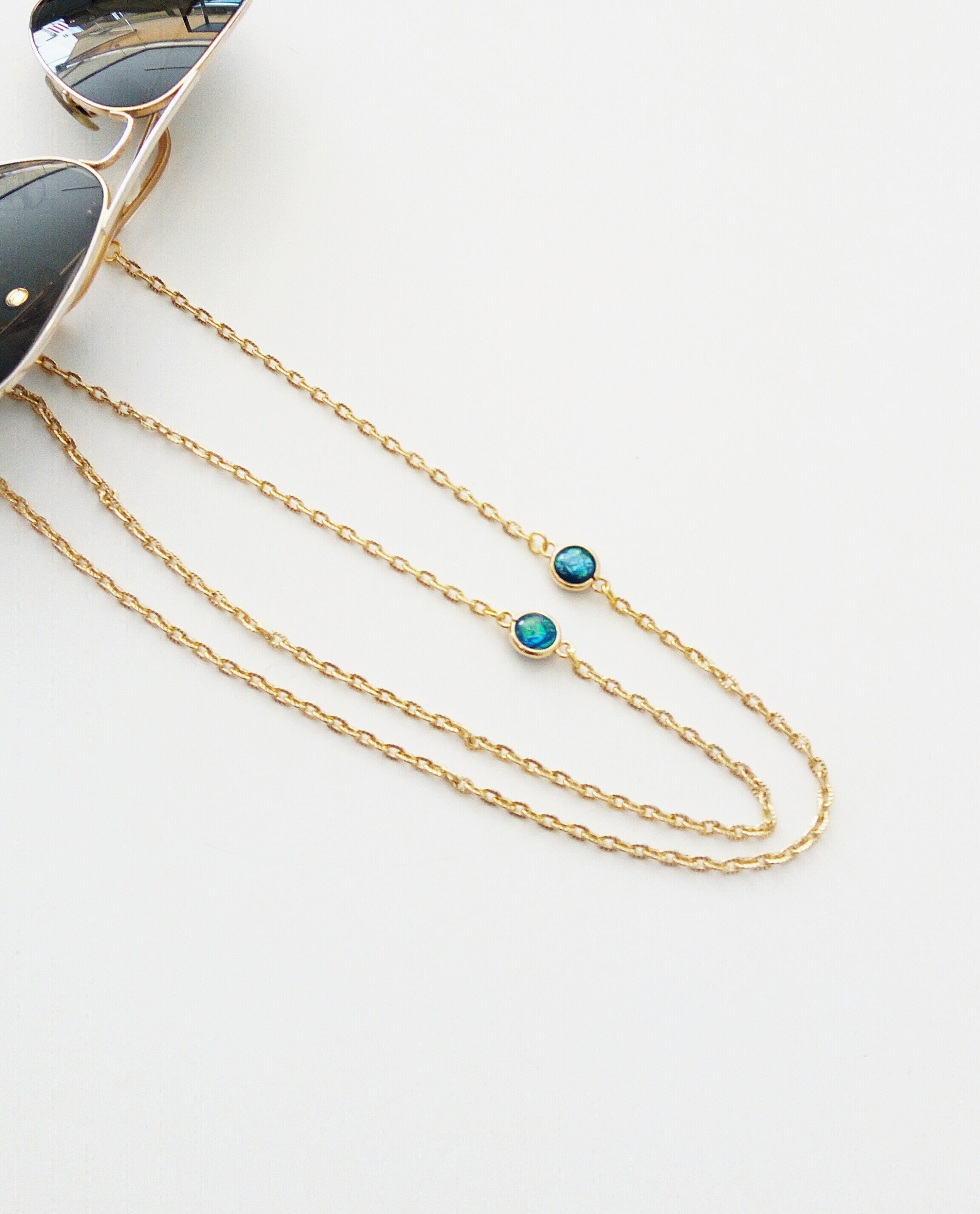 Sunglasses gold chain, Glasses chain necklace, Eyeglasses gold chain ...