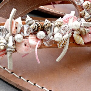 Beach Wedding Leather Sandals -greek Leather Sandals - Sea Shell ...
