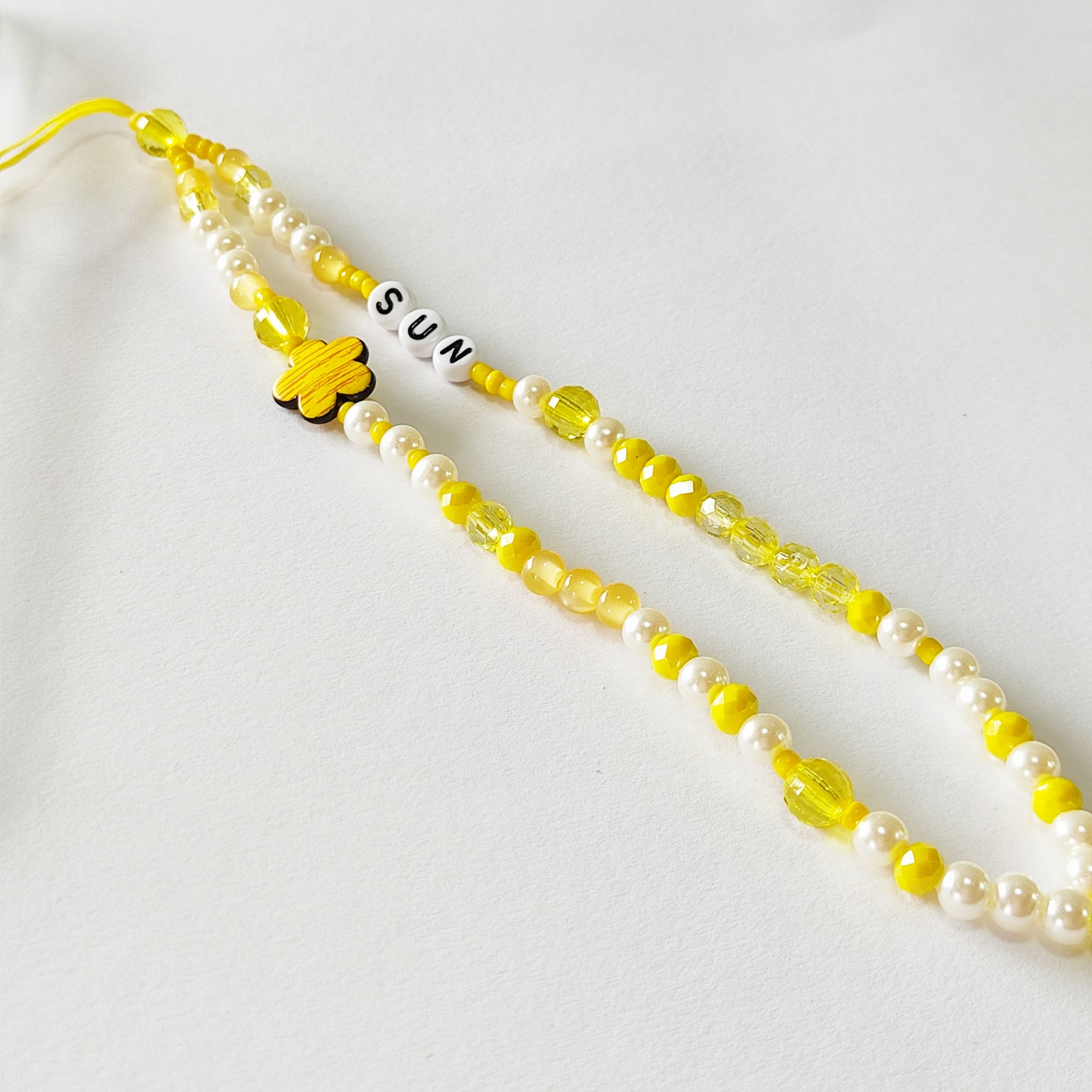 Yellow Phone Strap Phone Beaded Bracelet Phone Jewelry - Etsy