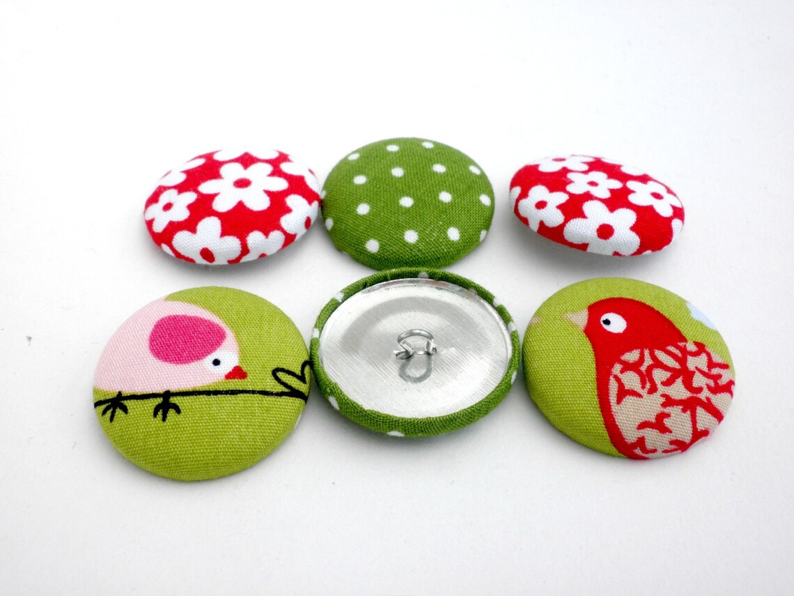 Red Floral Buttons Covered Fabric Buttons Sewing Buttons - Etsy