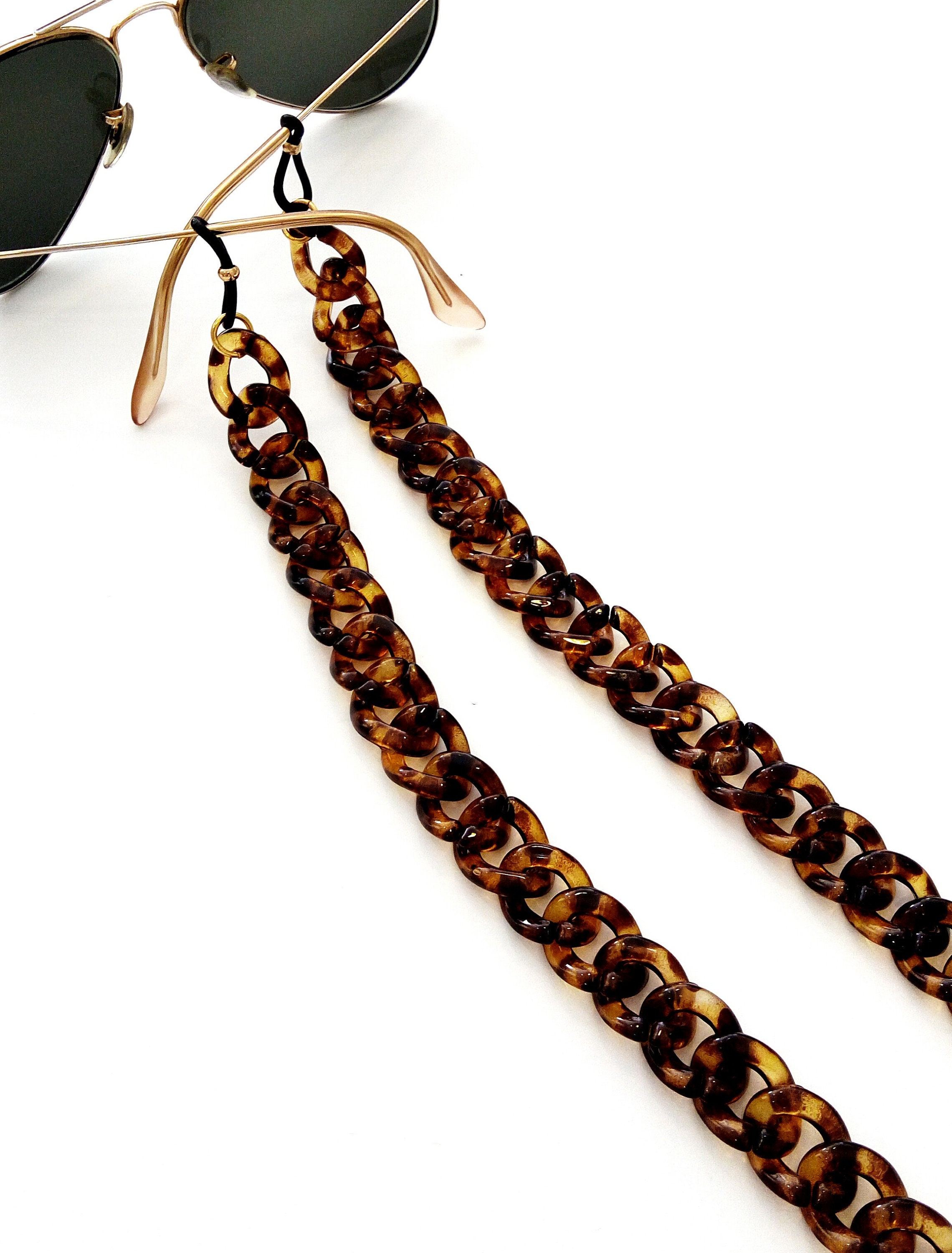Sunglasses tortoise shell chain, Eyeglass chain, Flat tortoise ...