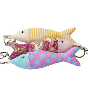 Sardine Fish Keychain, Handmade Cotton Keychain, Unique Fabric Keyring ...