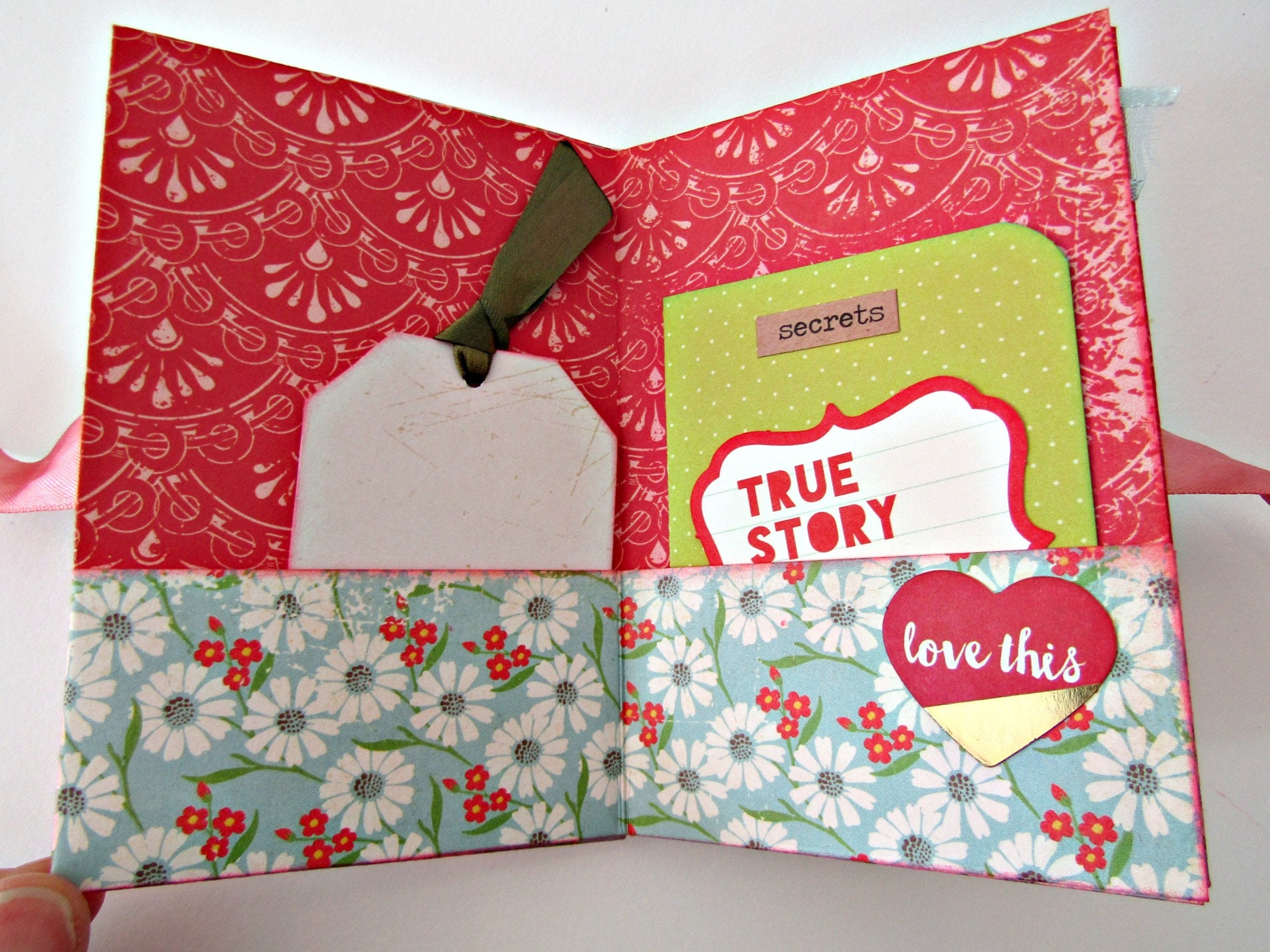 Vintage mini album, Scrapbook mini album, Shabby chic photo album ...