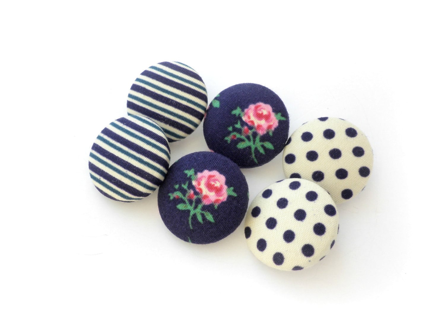 Blue fabric covered buttons - Size 36 22mm 7/8 in - Sewing buttons ...