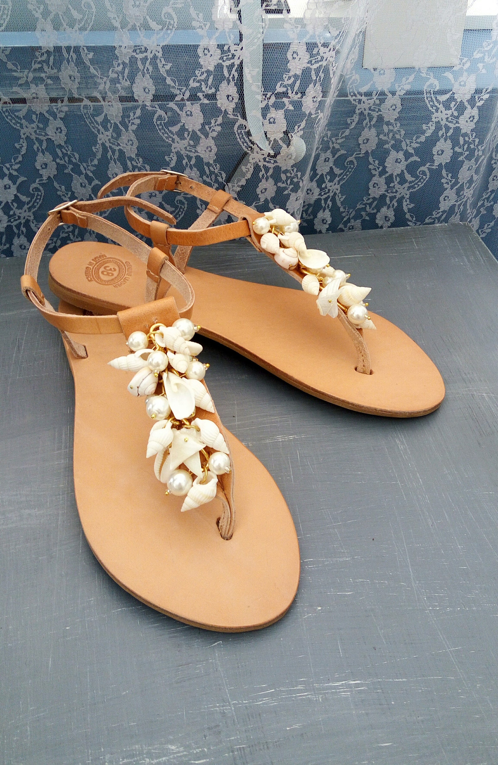 Beach Wedding Seashells Decorated Sandals Summer Sandals - Etsy